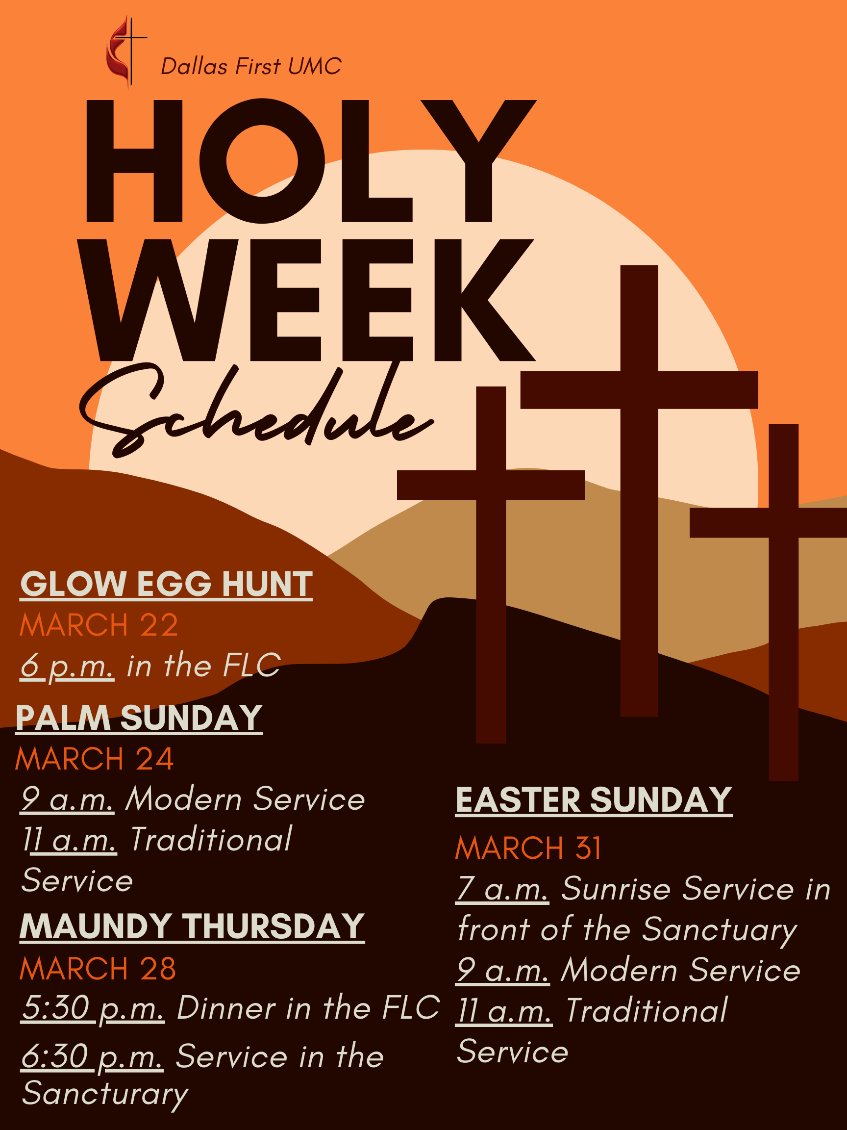 Holy Week Schedule | Dallas First UMC